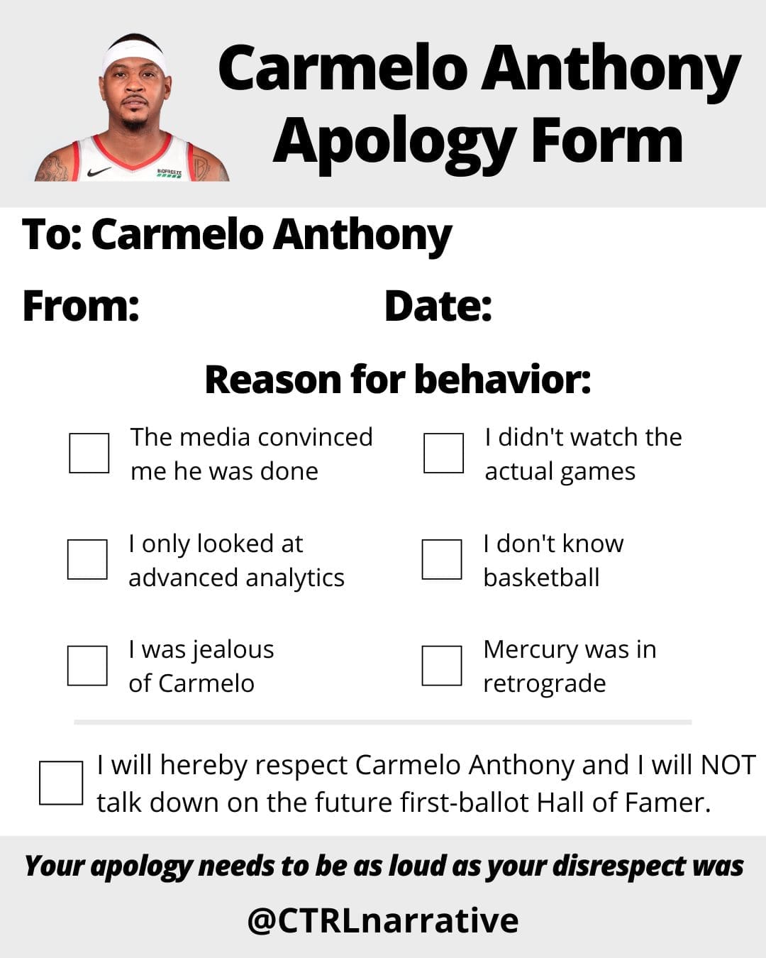 Apology Form Meme Template